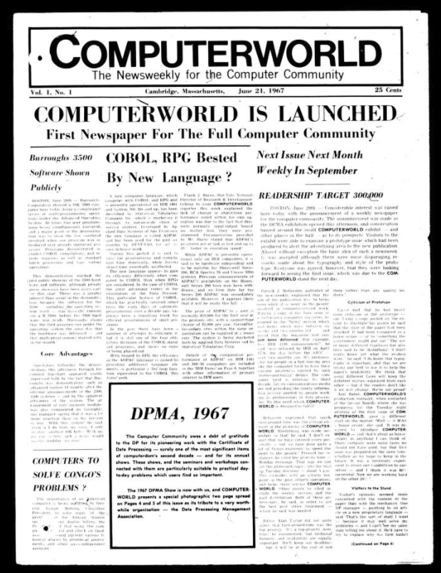 June 21, 1967: Computer languages COBOL and ADPAC revolutionize ...
