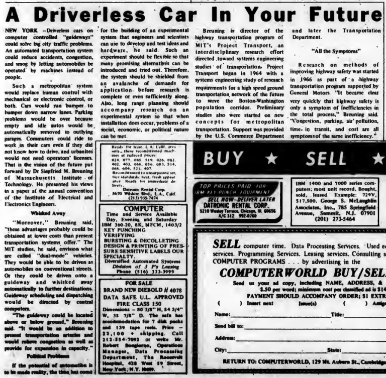 April 3, 1968: Early visions for self-driving cars relied on ...