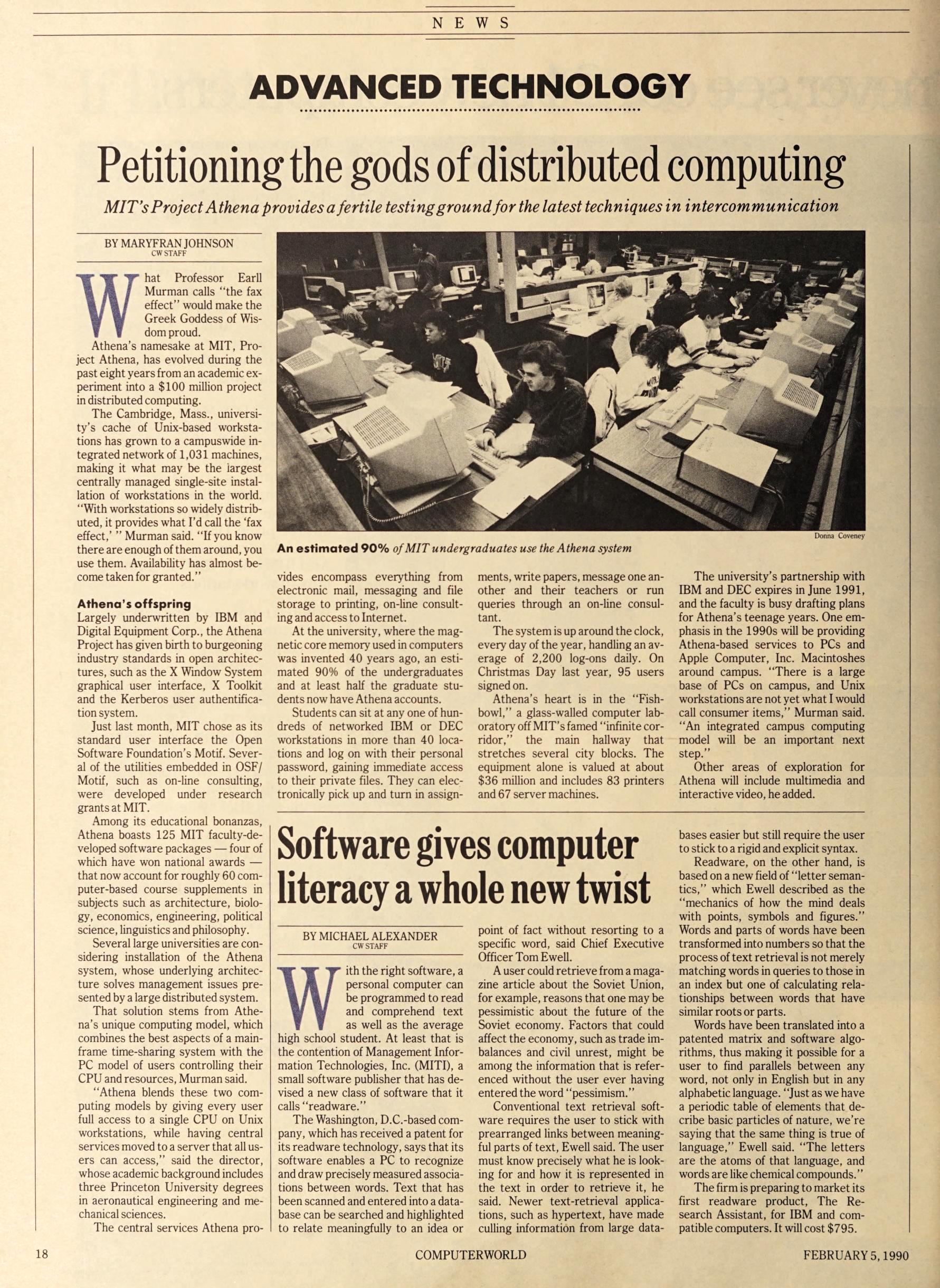Feb. 5, 1990: MIT's Project Athena advances distributed computing ...